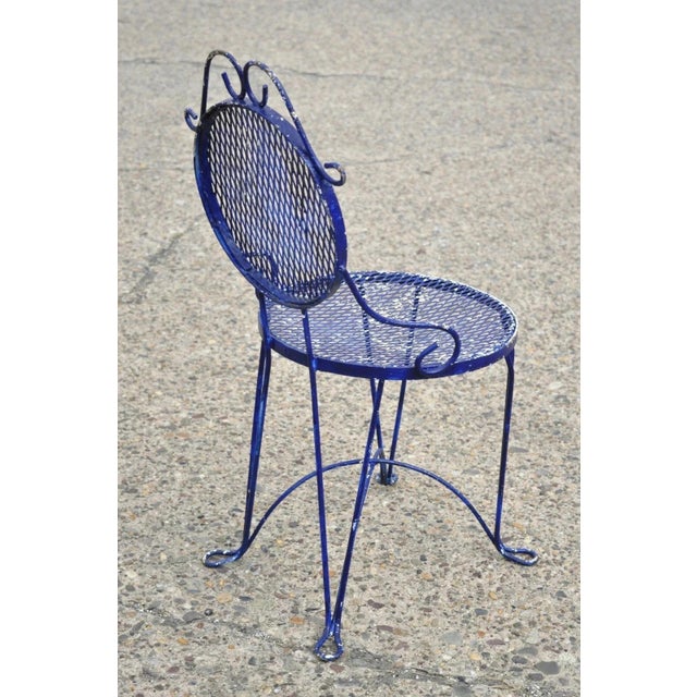 Vintage Victorian Blue Wrought Iron Small Garden Bistro Dining Chairs ...