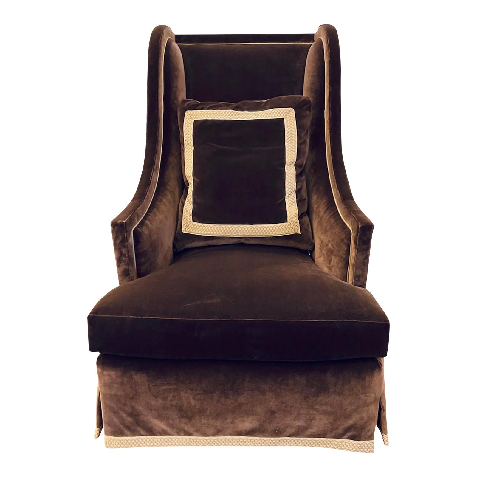 Theodore Alexander Transitional Sable Velvet Wingback Chair | Chairish