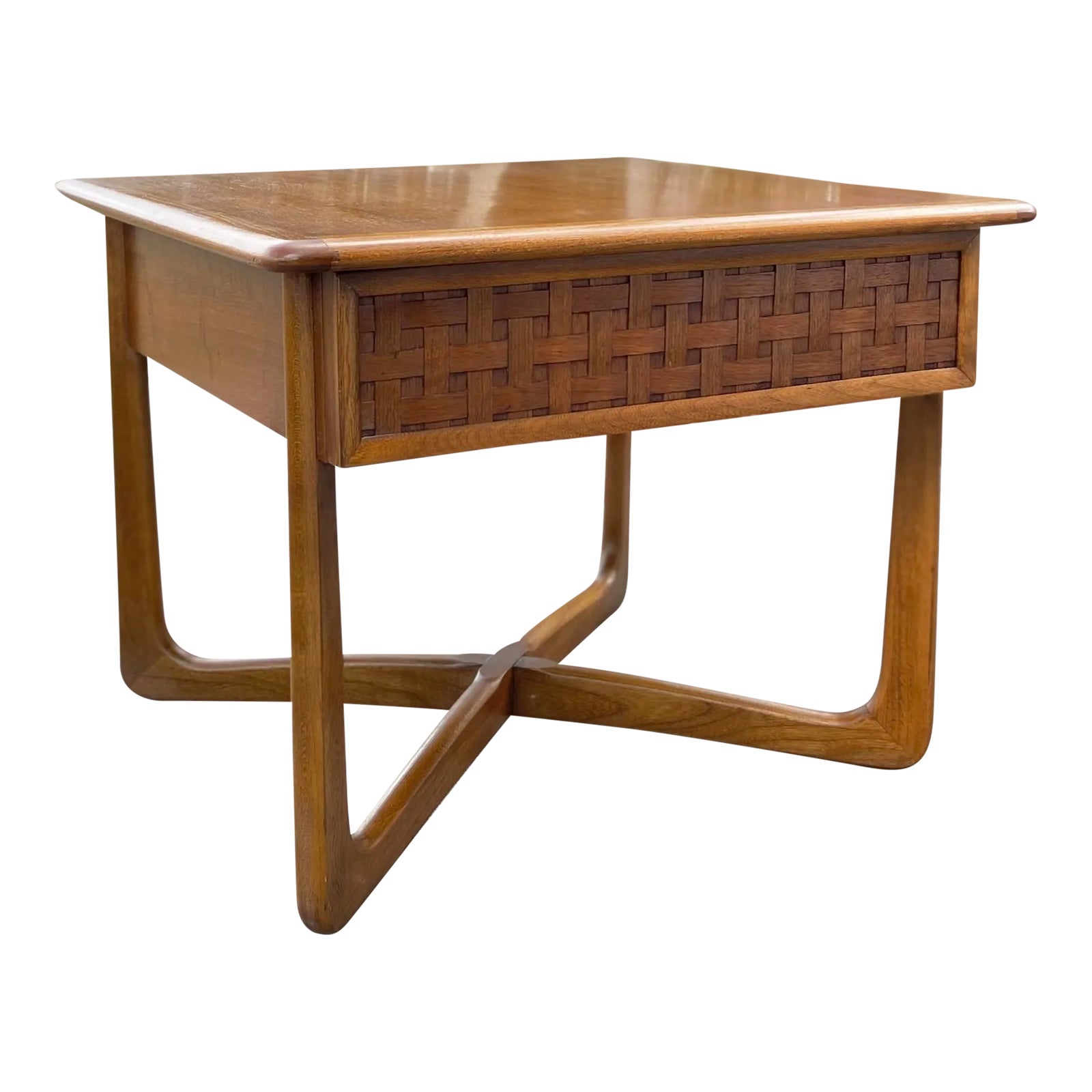 Vintage Lane Perception Side Table with Basketweave Drawerfront | Chairish