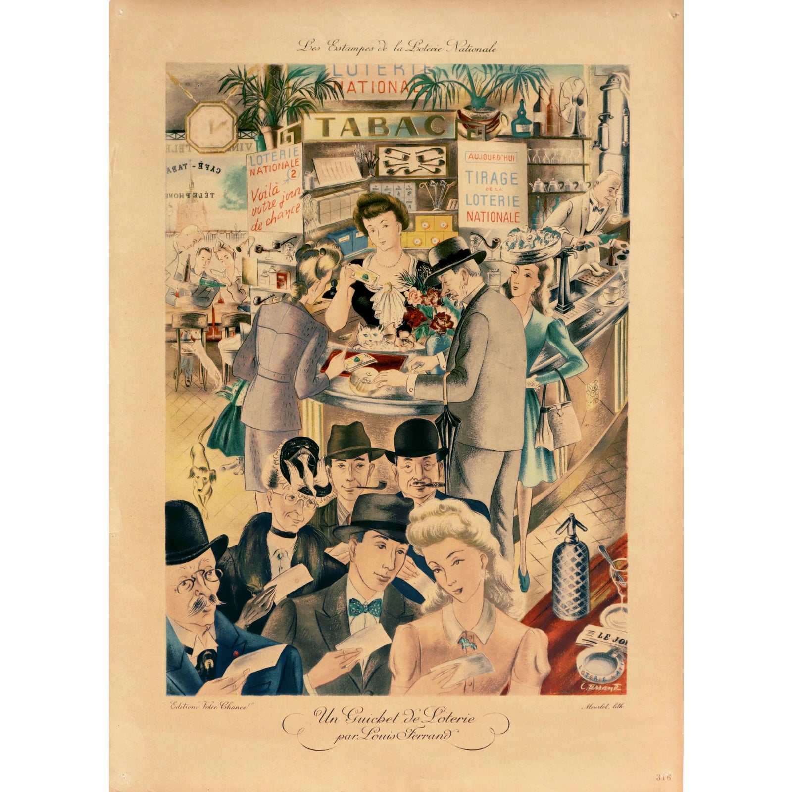 1930's French Lottery Poster, Les Estampes De La Loterie Nationale, Un ...