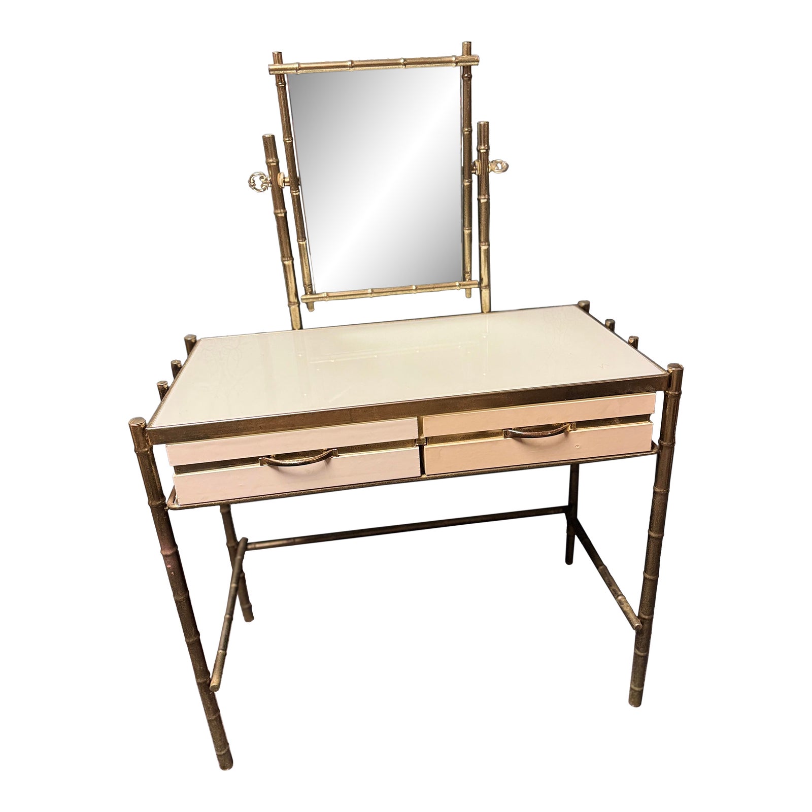 Vintage Hollywood Regency Mid Century Brass Bamboo Vanity by George ...