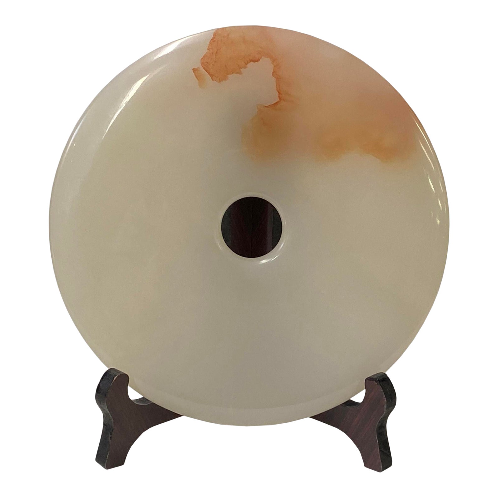 Chinese Natural White Brown Stone Round Fengshui Home Decor Display ...