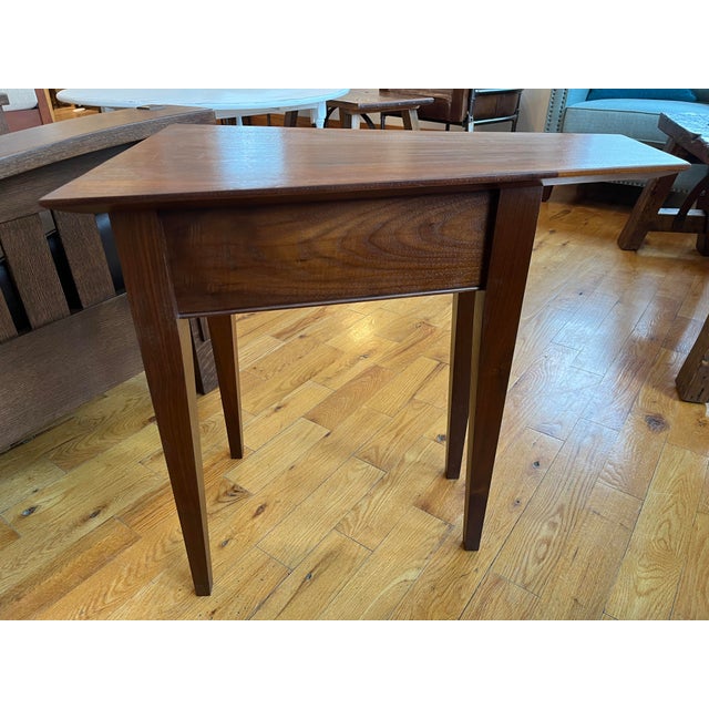 Custom Black Walnut Wing Side Table With Drawer | Chairish