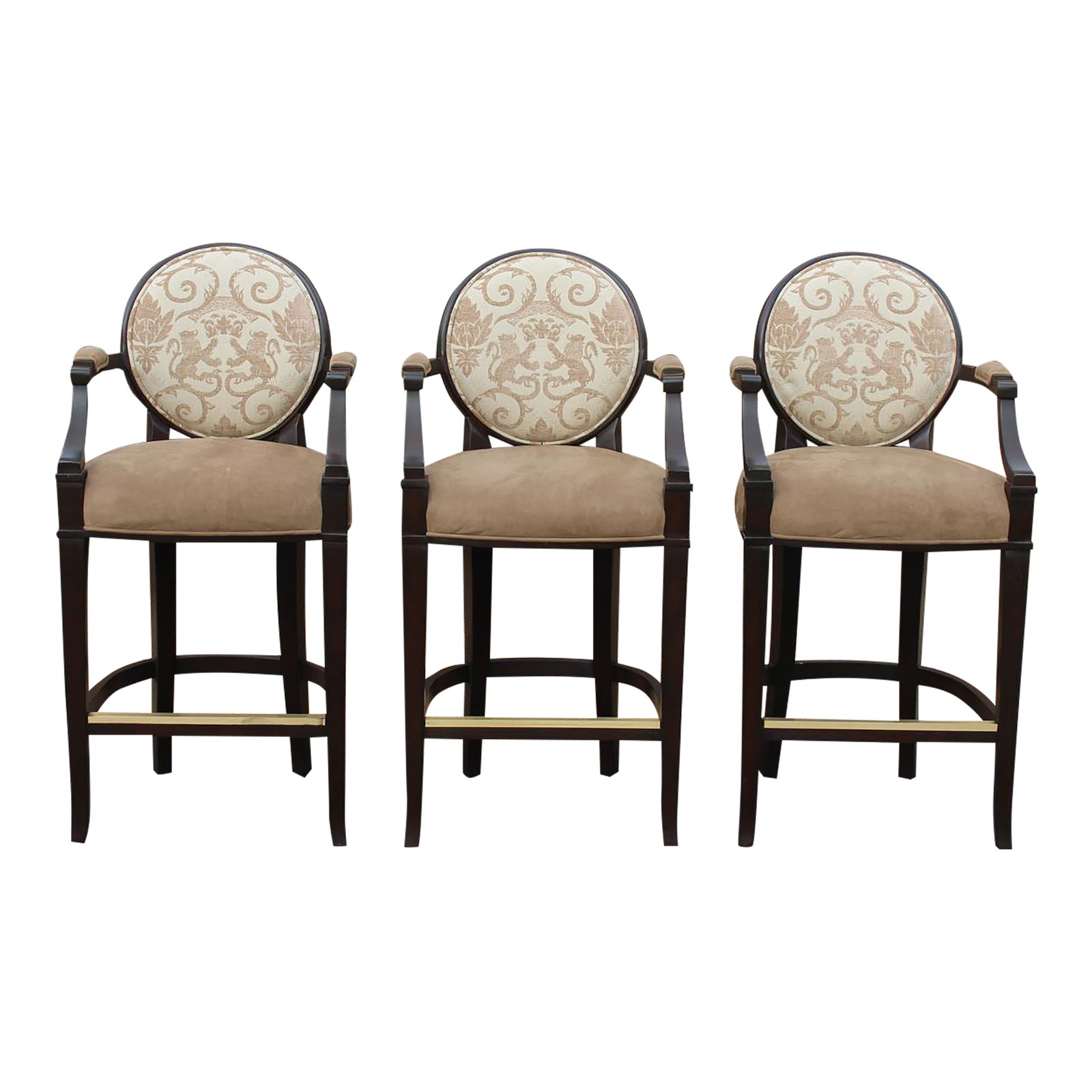 Lewis Mittman Mahogany Bar Stools—Set of 3 | Chairish