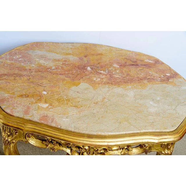 Gold Marble Top Coffee Table, French | Chairish