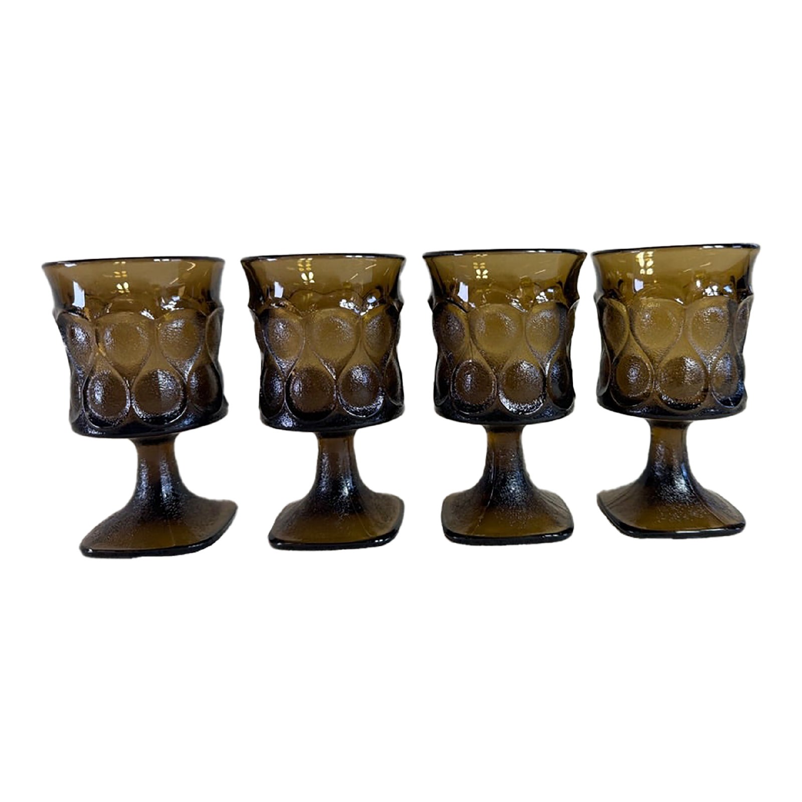 1970s Set of 4 Brown Glass Noritake Spotlight Goblets | Chairish