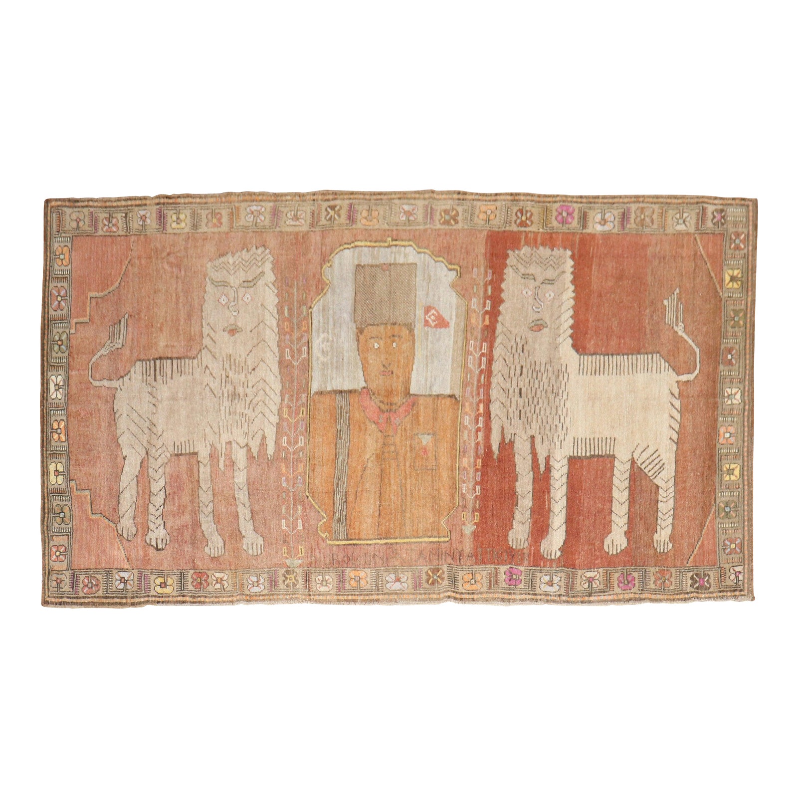 Vintage Zabihi Collection Pictorial Animal Motif Turkish Rug | Chairish