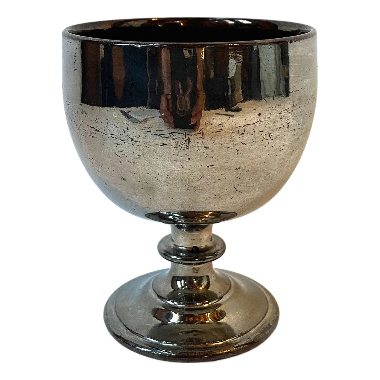 Small English Staffordshire Silver and Gilt Luster Earthenware Goblet ...