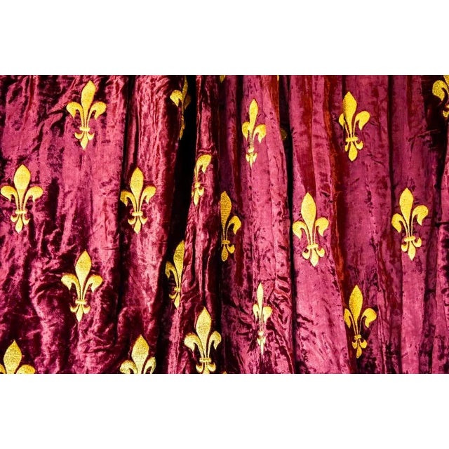 French Fleur De Lis Burgundy Velvet Zuber Paris Curtain - Drape | Chairish