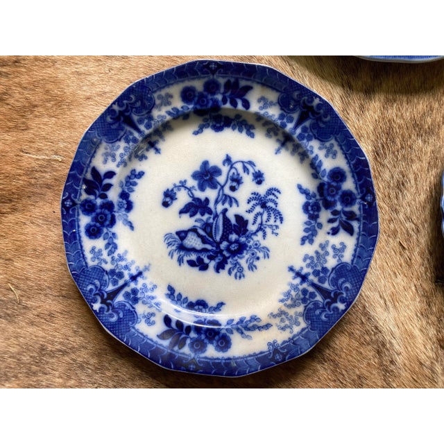 Antique Flow Blue Dinner Plates- Set of 3 | Chairish