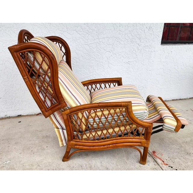 Vintage Bamboo Wingback Recliner Chair | Chairish