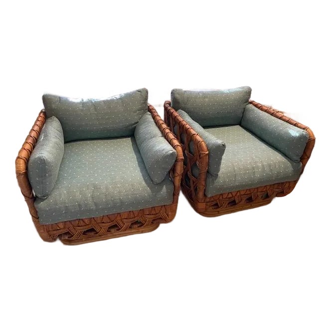 1970s 2 Danny Ho Fong Tropi-Cal Club Chairs Rattan Bamboo | Chairish