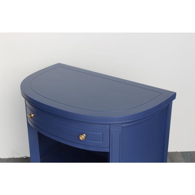 Late 20th Century Pair of Mid Century Demilune Blue Nightstands | Chairish