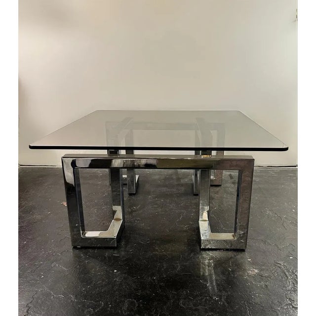 Mid-Century Mandarin Coffee Table in Chrome and Smoked Glass by Tim ...