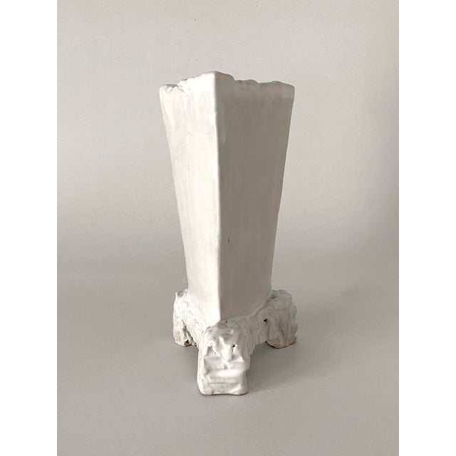 Ceramic Vase 'Adjusting' by Studio Paneva White Stoneware Vase | Chairish