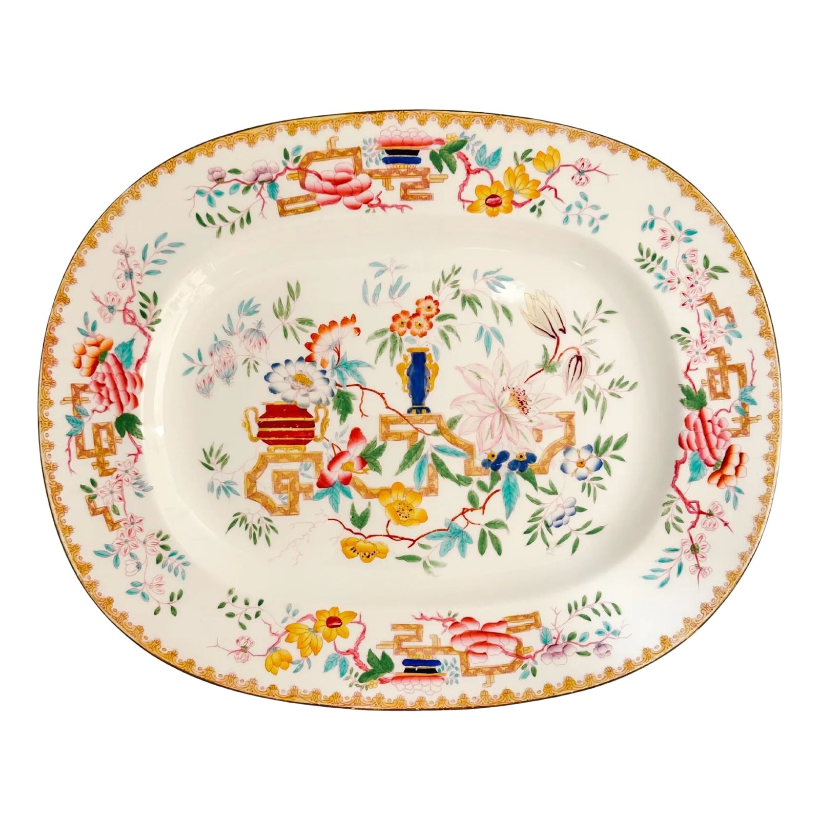 Early 20th Century Antique Minton Chinese Tree Serving Platter | Chairish