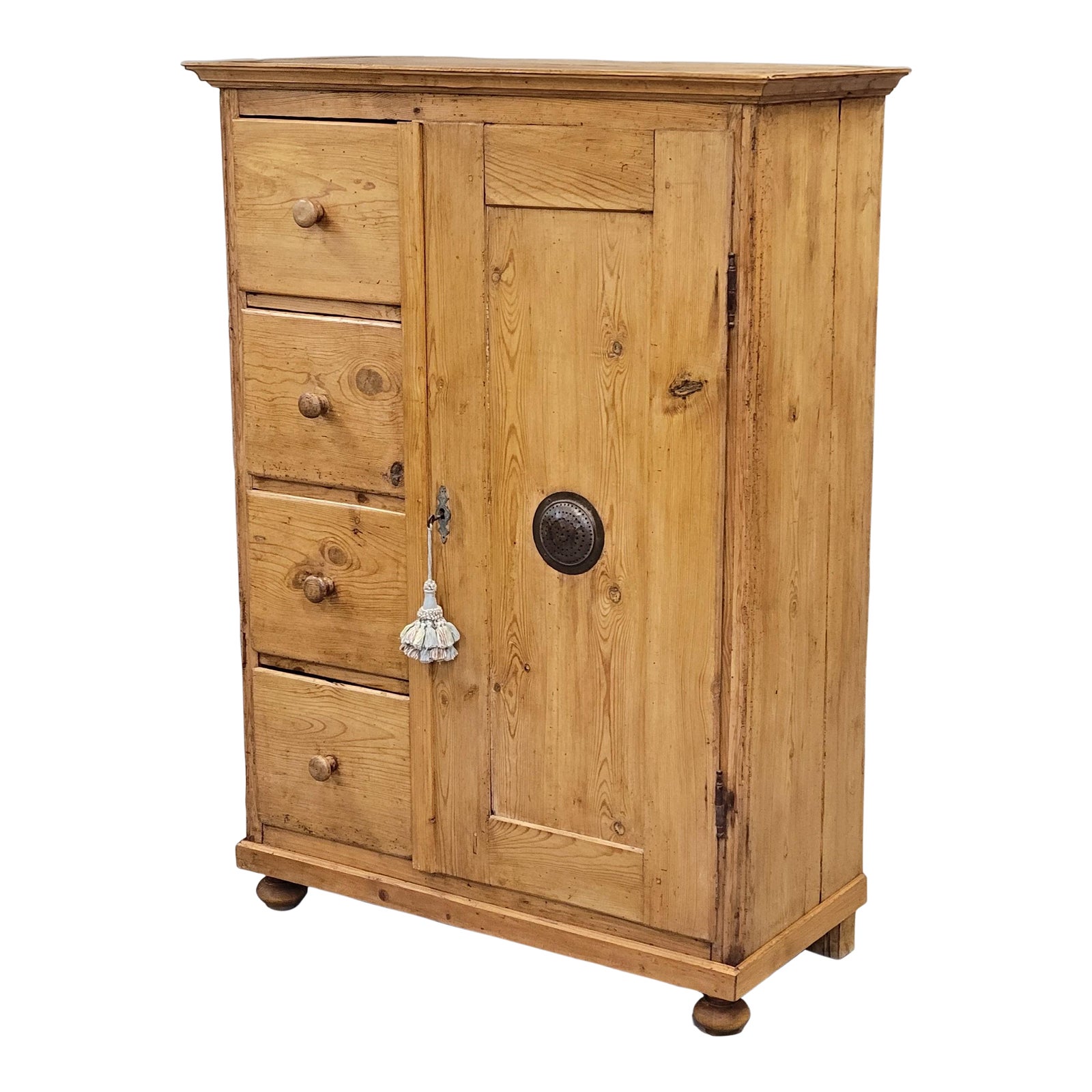Antique Czech Pine Locking Pie or Larder Cabinet | Chairish