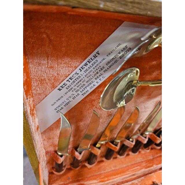 Mid Century Modern Brass Flatware With Rosewood Handles in Original Box ...