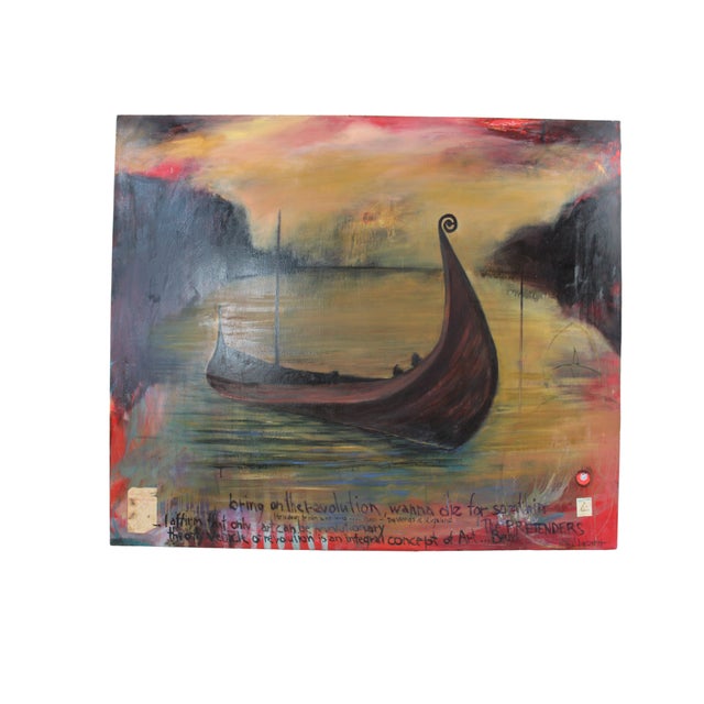 'Viking Ship' Modern Abstract Painting by Royal Gay Nebeker | Chairish