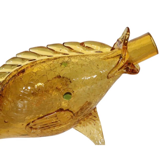 Pr. Blenko Orvieto Glass Fish Shaped Wine Bottles C 1960/ 1970's | Chairish