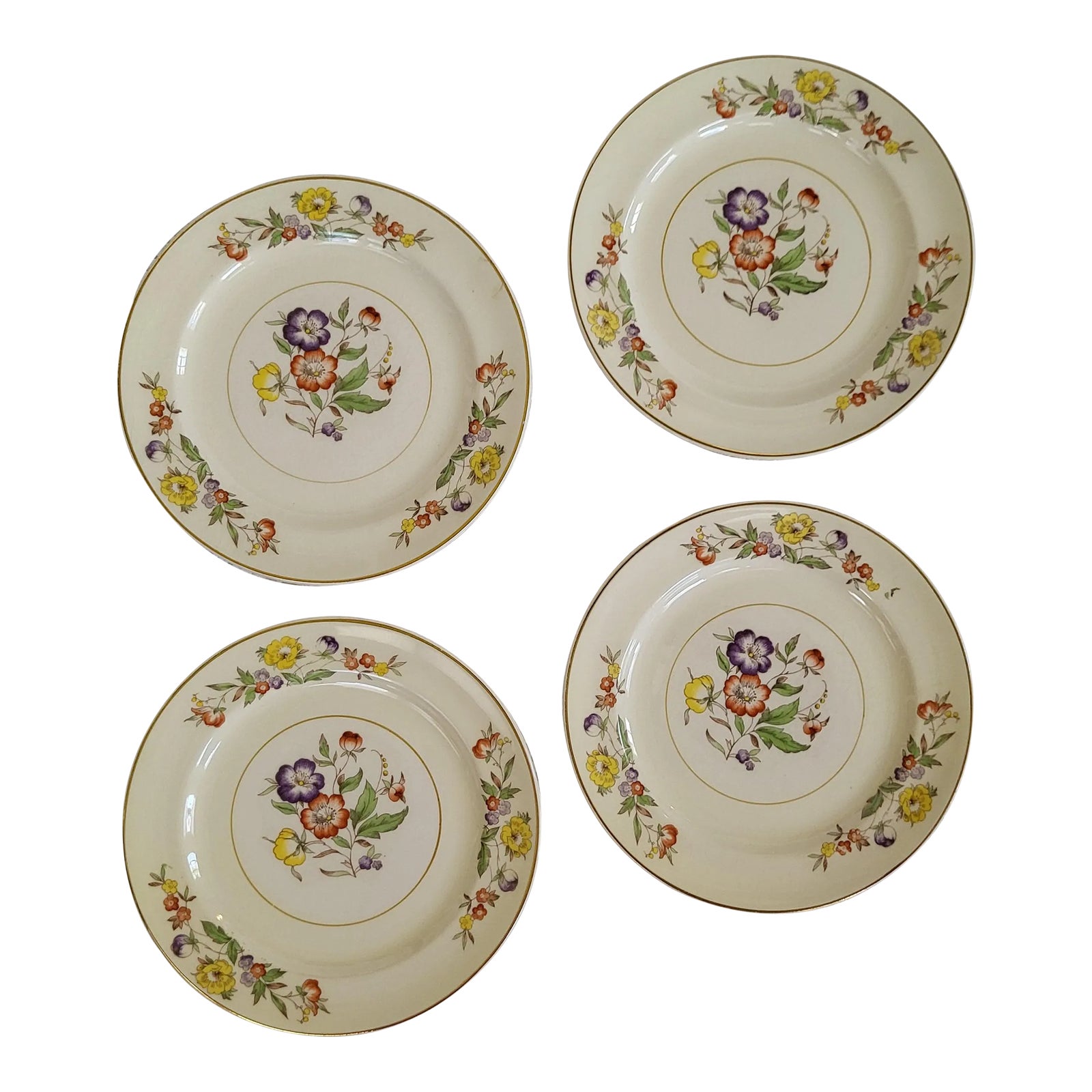 1930s Floral Bread or Side Plates by the Paden City Pottery Company ...