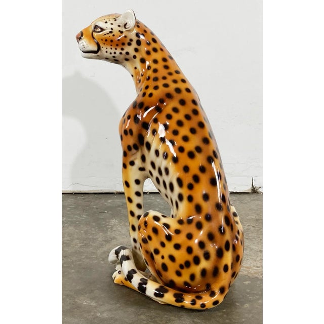 Vintage Italian Capodimonte Ceramic Cheetah | Chairish