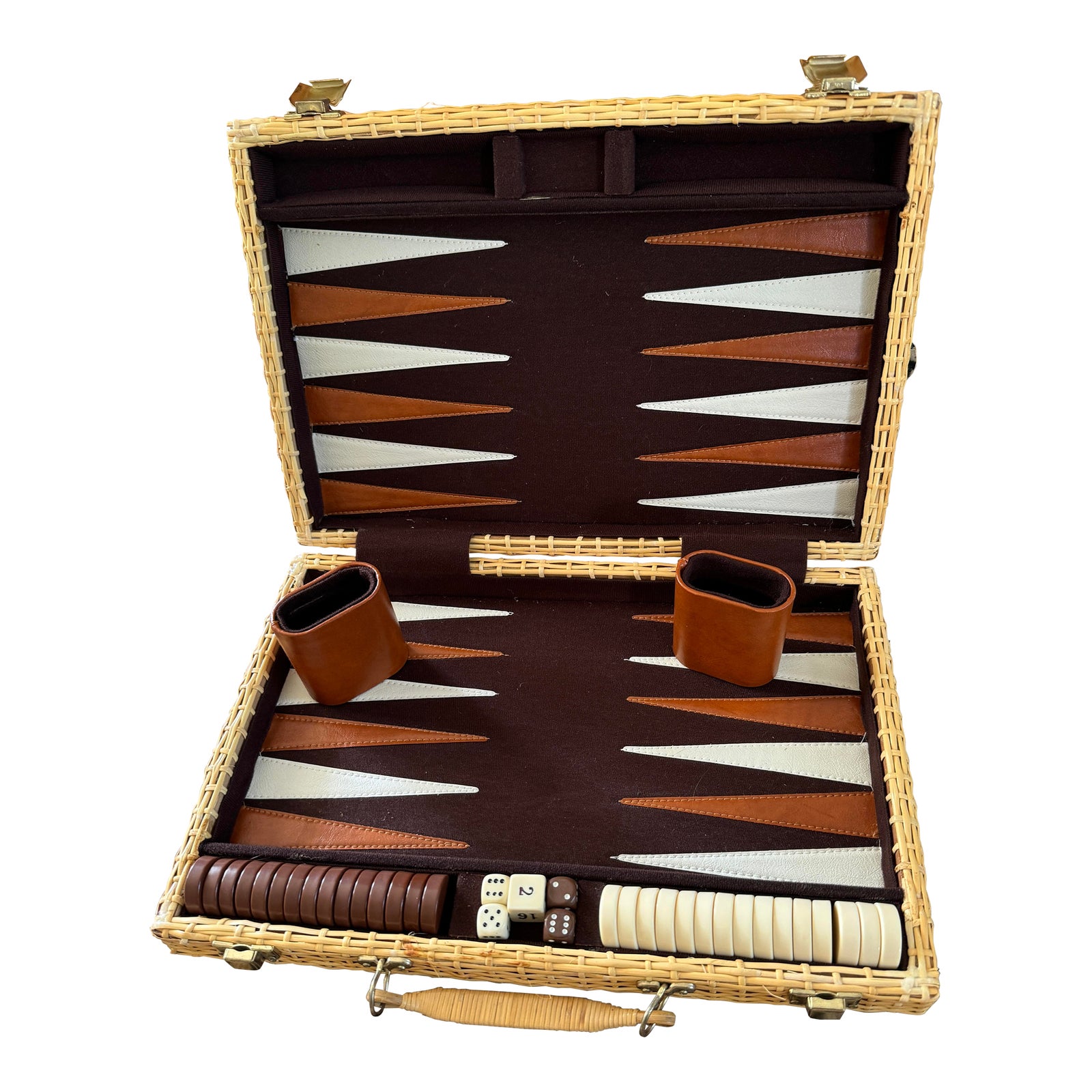 Vintage Rattan Wicker Backgammon Set | Chairish