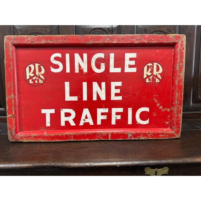 Vintage Hand Painted Wooden English Road Traffic Sign | Chairish