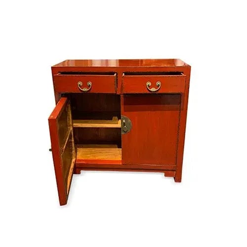 1980s Asian Red Lacquer Hallway Zen Cabinet | Chairish