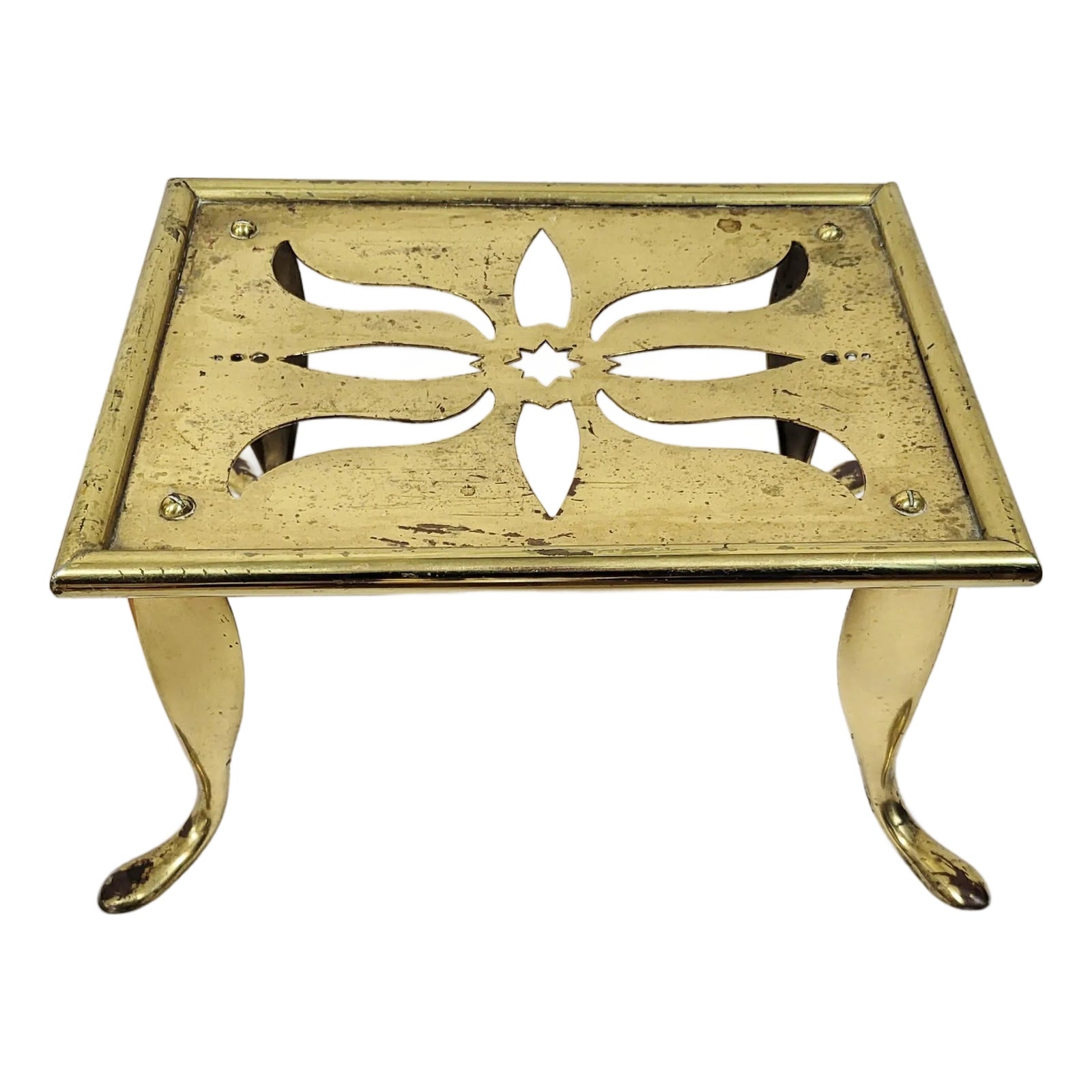 Antique 20th C American / English Brass Footstool Trivet Bench | Chairish