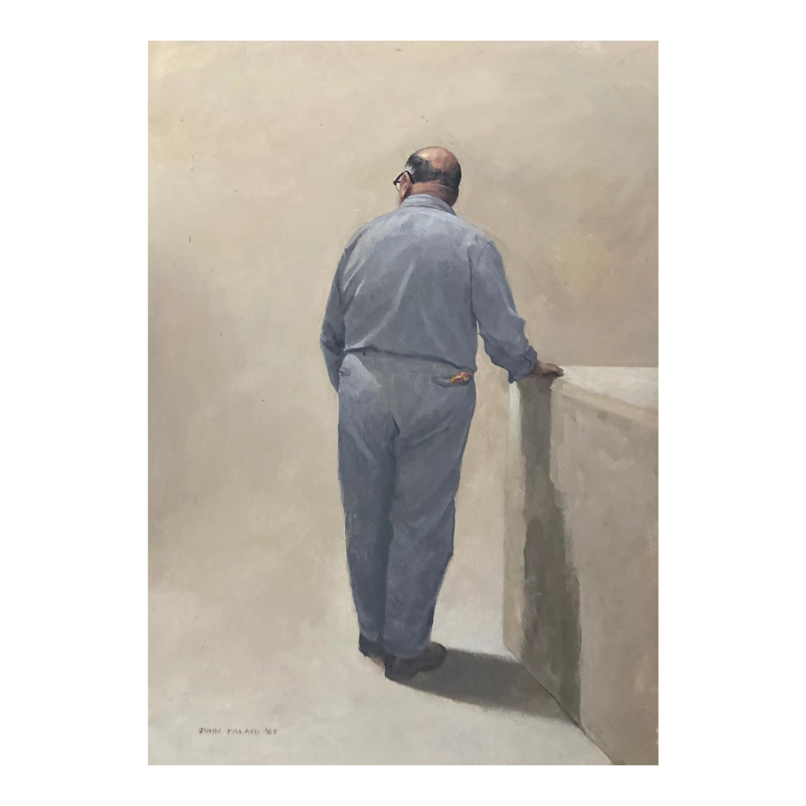 1965 John Falato Standing Figure Oil on Board | Chairish
