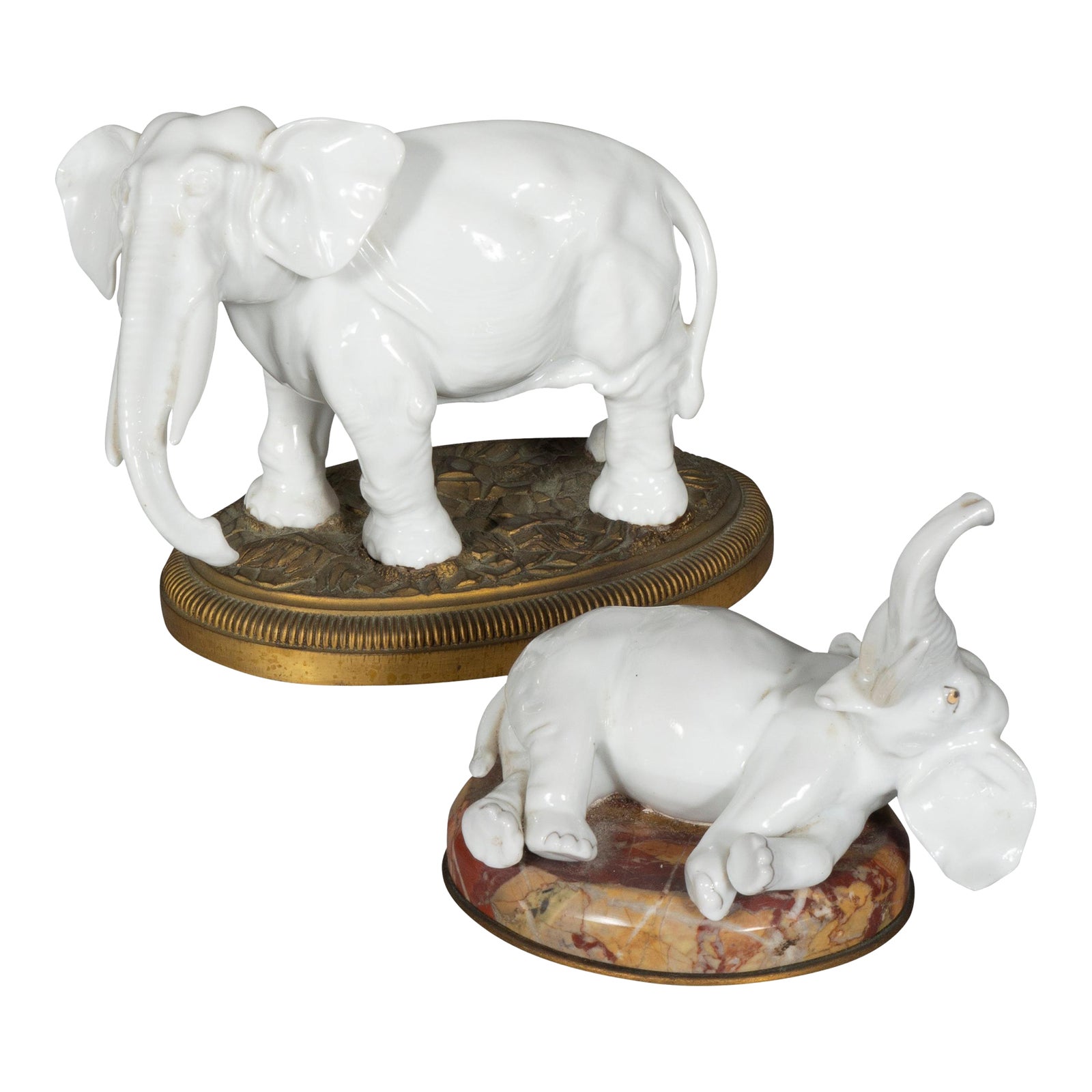 European Blanc De Chine Porcelain Figures Of Elephants - A Pair | Chairish