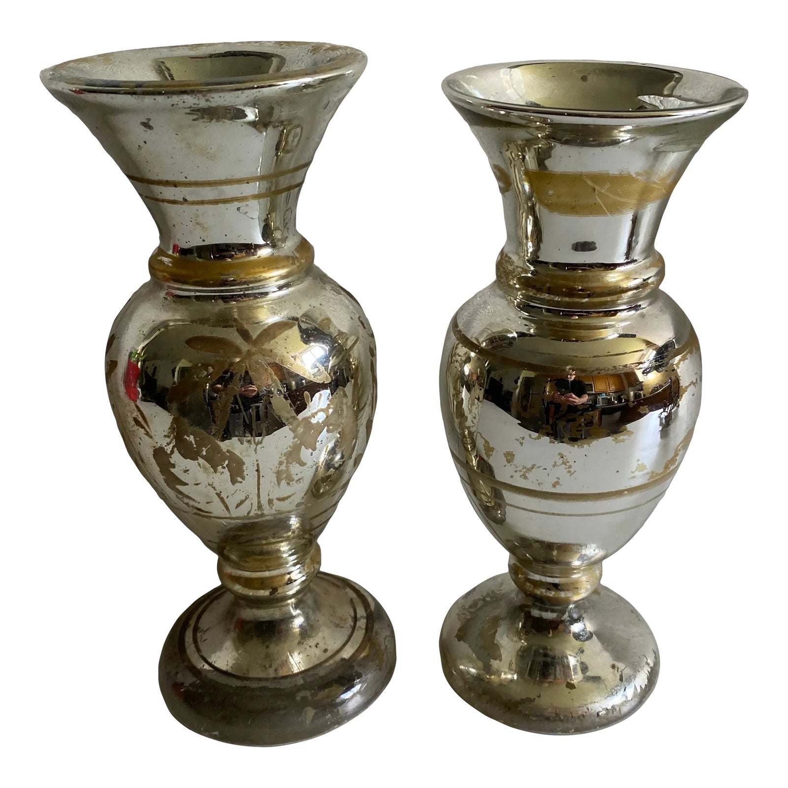 Pair Of Vintage Mercury Glass Vases Chairish