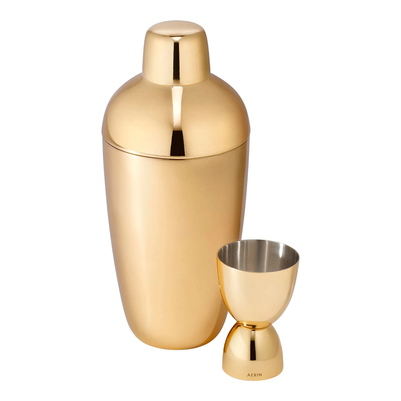 AERIN Fausto Gold Jigger and Shaker Set | Chairish