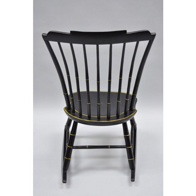 Antique Hitchcock Style Child's Black Bow Back Windsor Rocking Chair ...