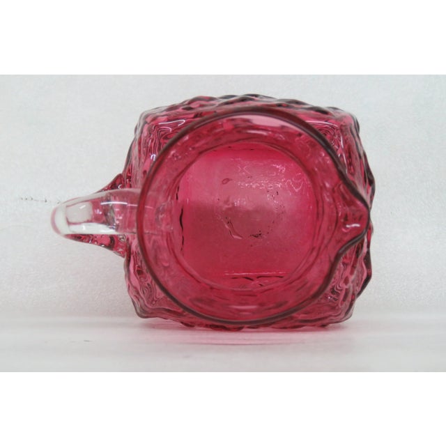 Pilgrim Glass Cranberry Pink Pebbled Rippled Small Pitcher | Chairish