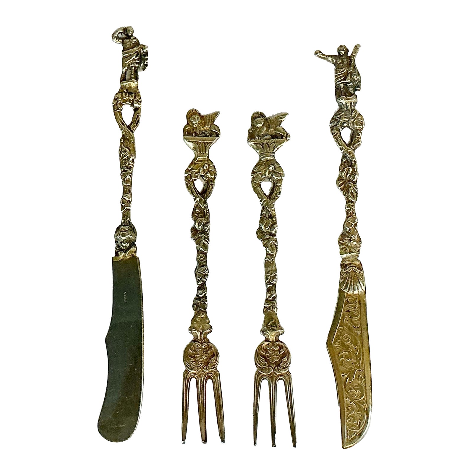 Antique Italian Baroque Art Nouveau Serving Utensils, Butter Knives and ...