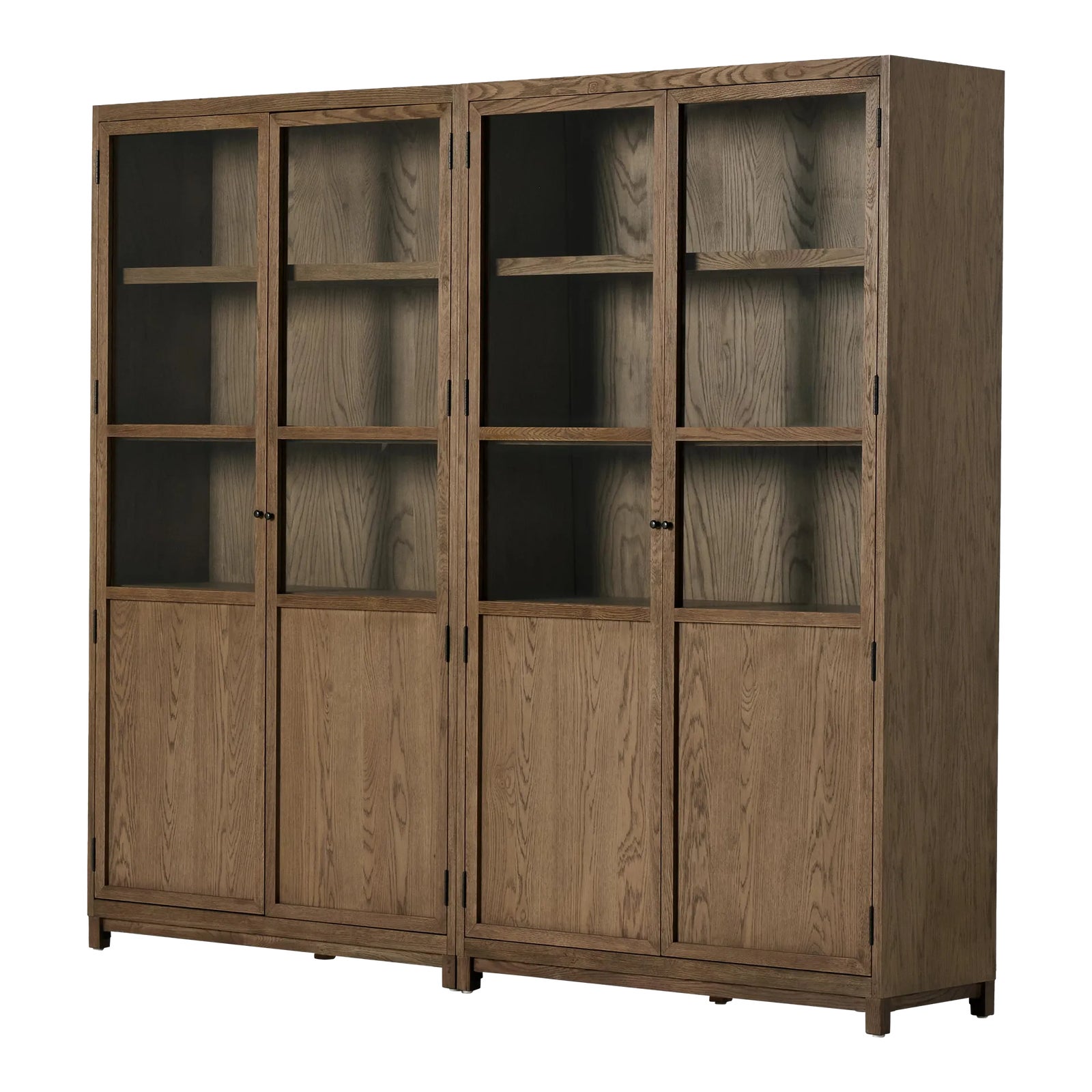 Four Hands Millie Panel & Glass Door Double Cabinet, Solid | Chairish