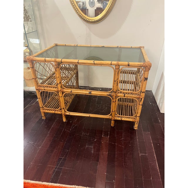 Mid Century Reed and Bamboo Desk | Chairish