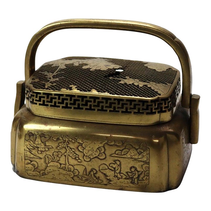 Antique Chinese Gilt Bronze Hand Warmer With Landscape Scenes 18thC ...