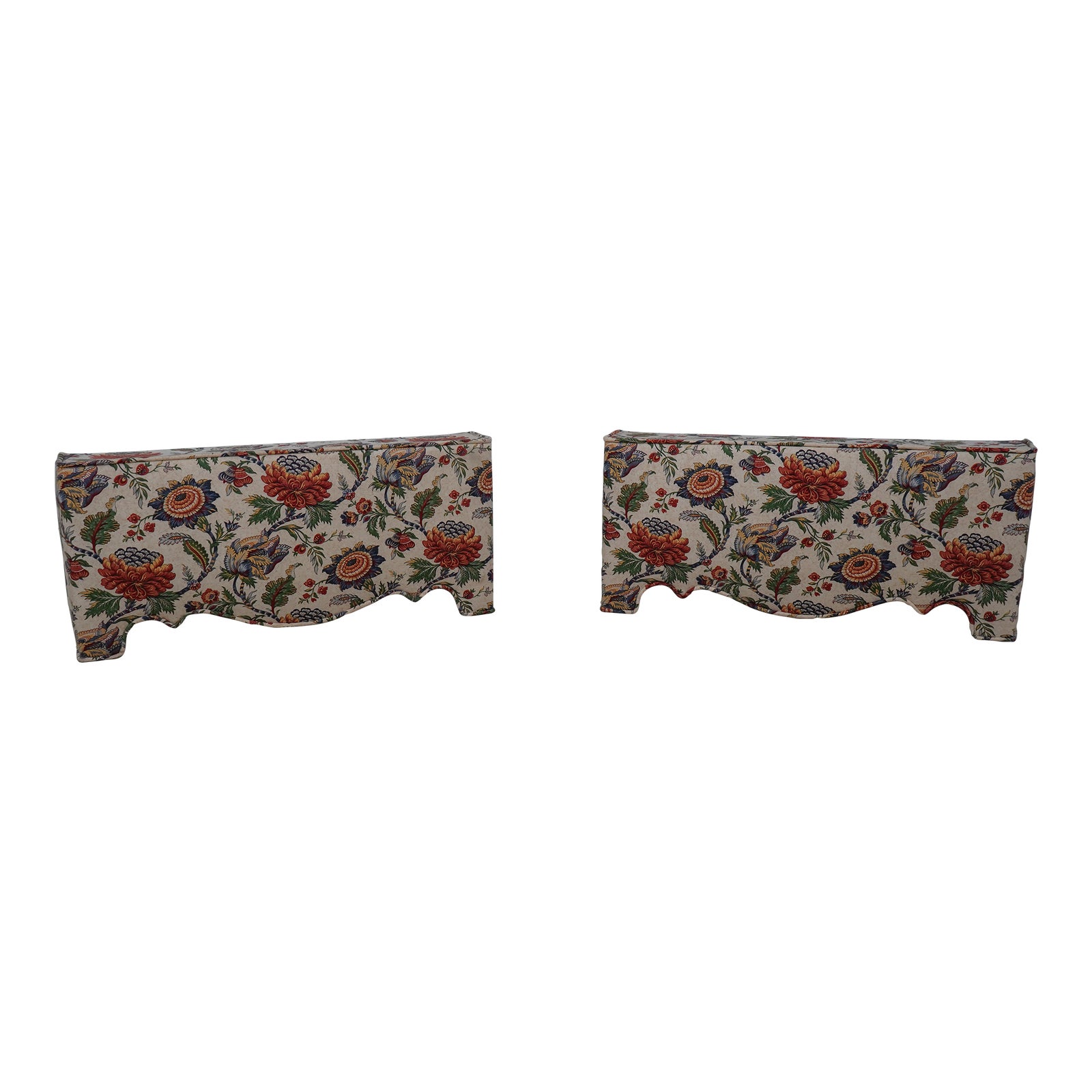 Pair Custom Made Upholstered Window Valances | Chairish