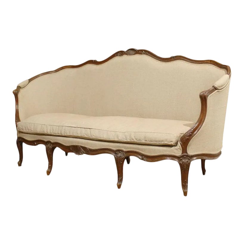 Circa 1850 French Louis XV Style Walnut Upholstered Canapé with ...