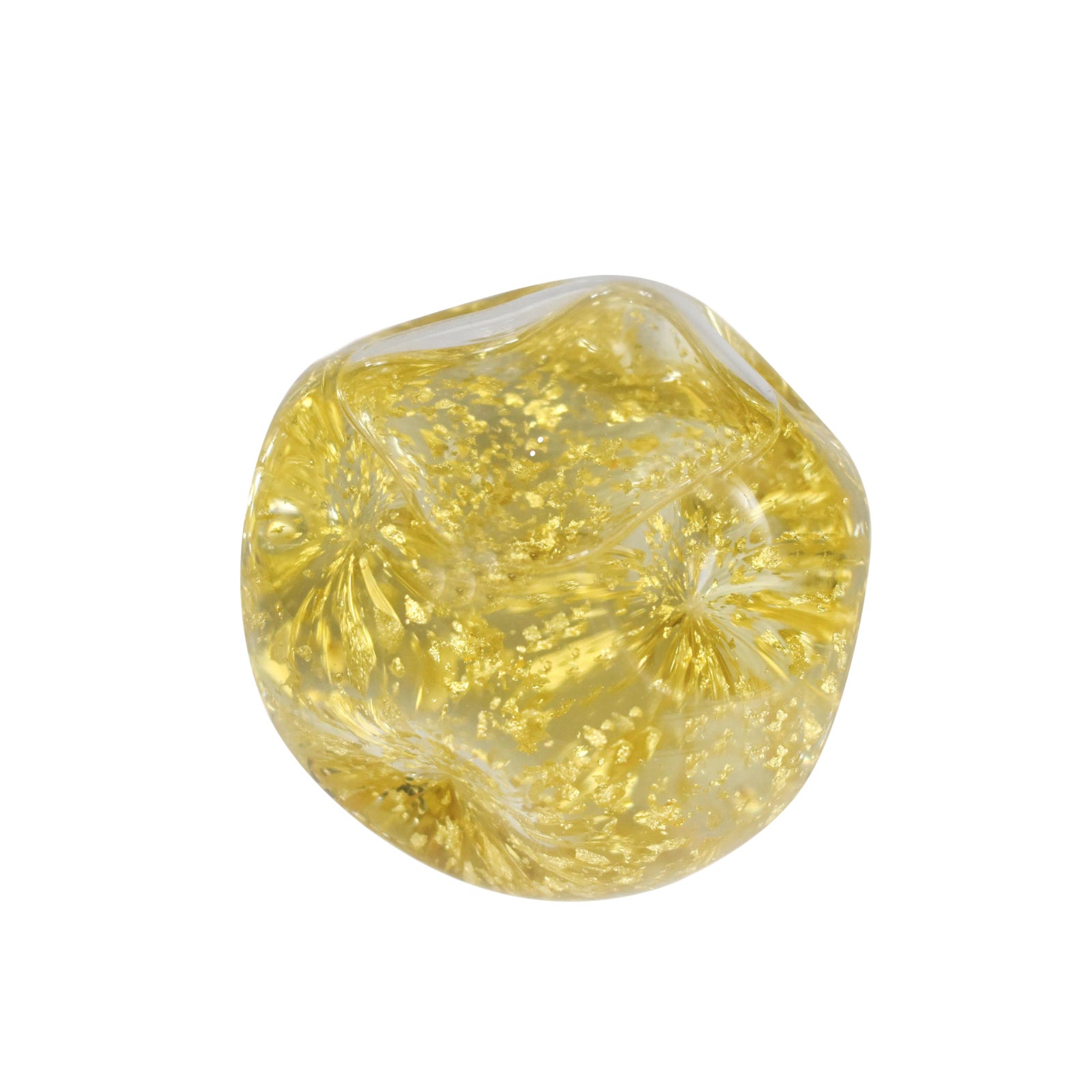Modern Hand Blown Gold Flakes Goldenflow Studios Paper Weight | Chairish