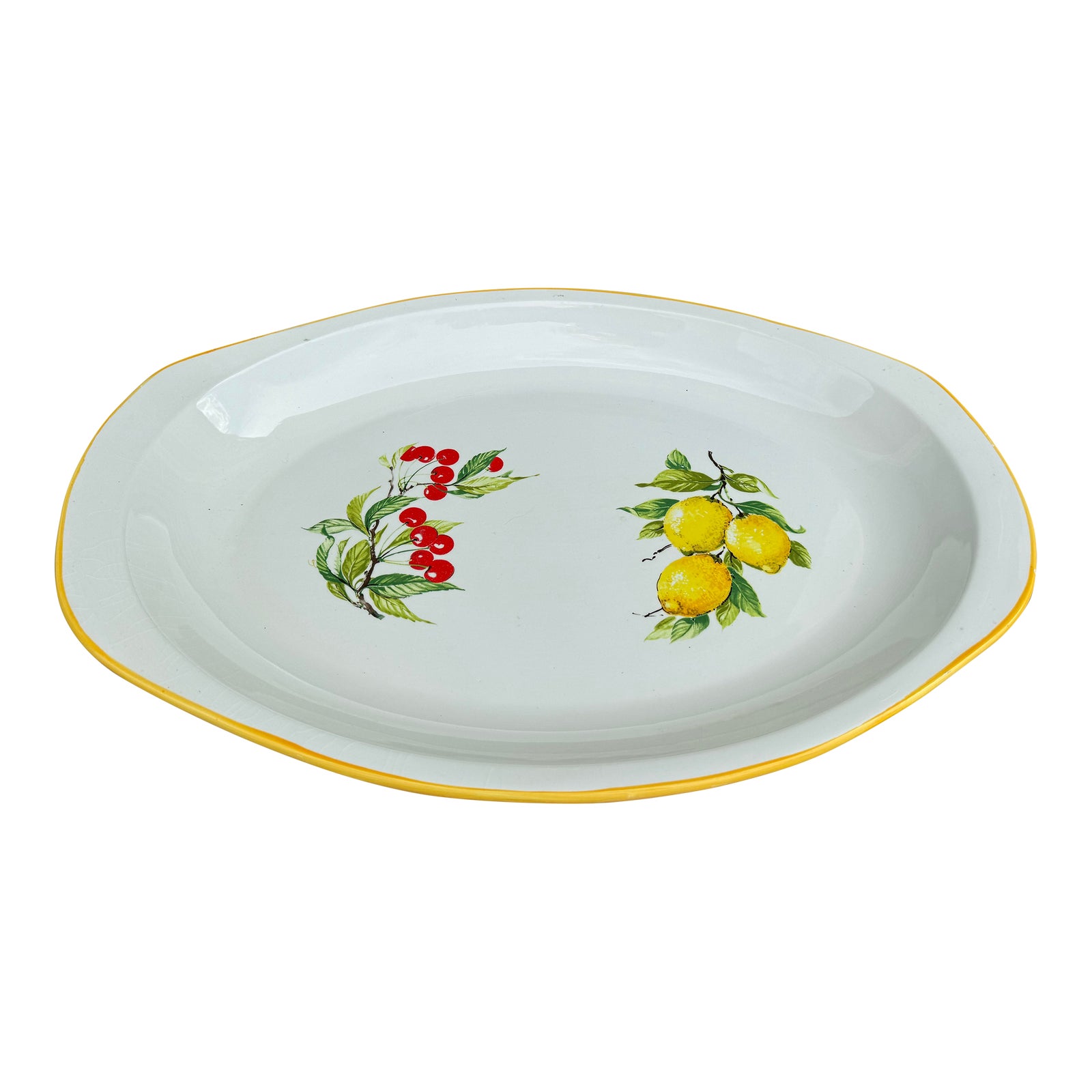 Large Vintage Lemon and Cherry Platter, Circa 1940s | Chairish