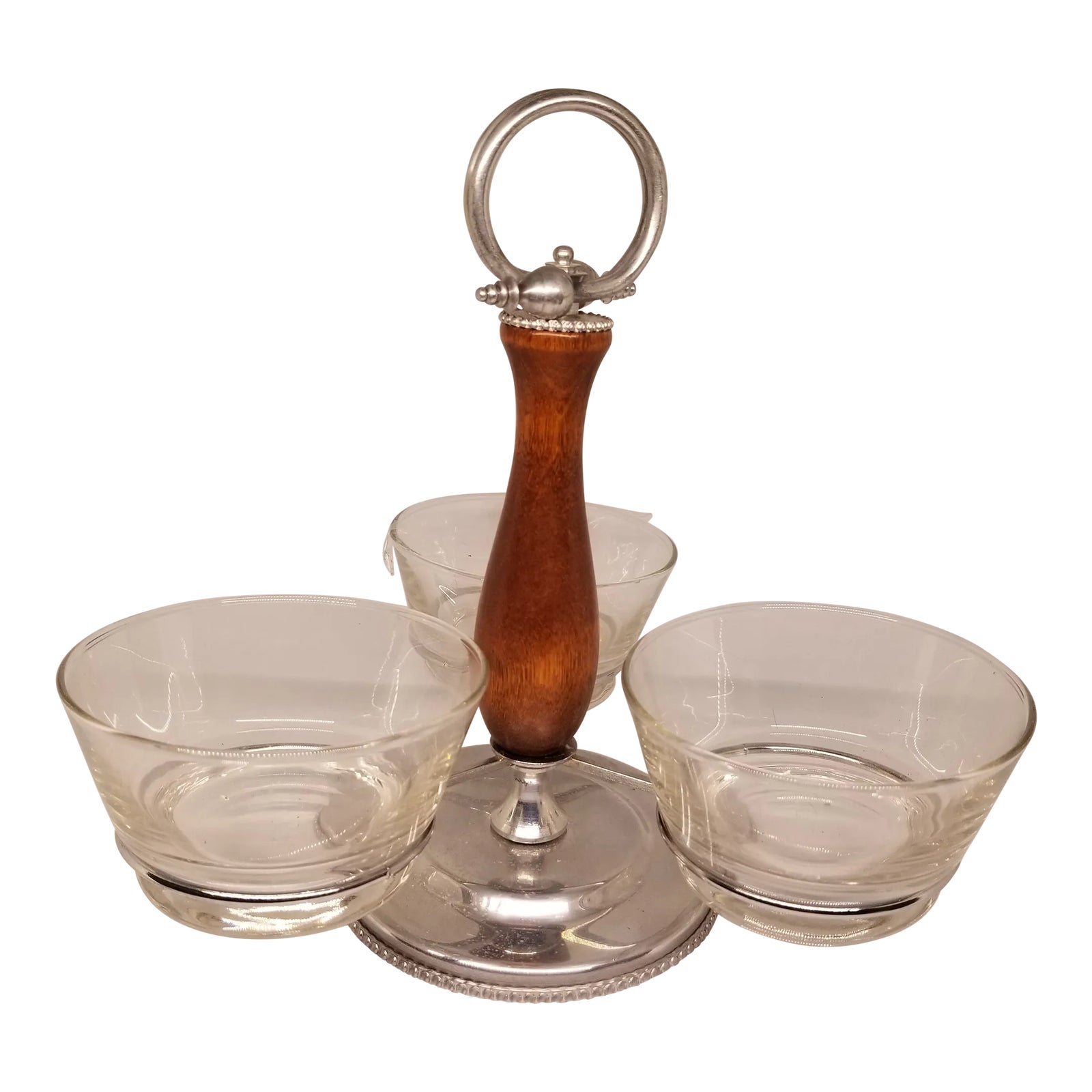 Mid Century Modern Serving Tray Nuts Relish Condiment Caddy With Wooden ...