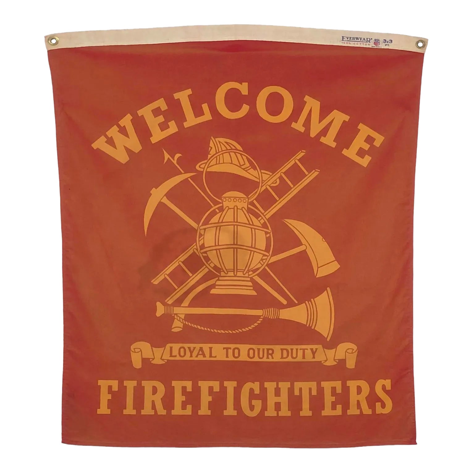 Vintage Cotton Firefighter Welcome Banner | Chairish