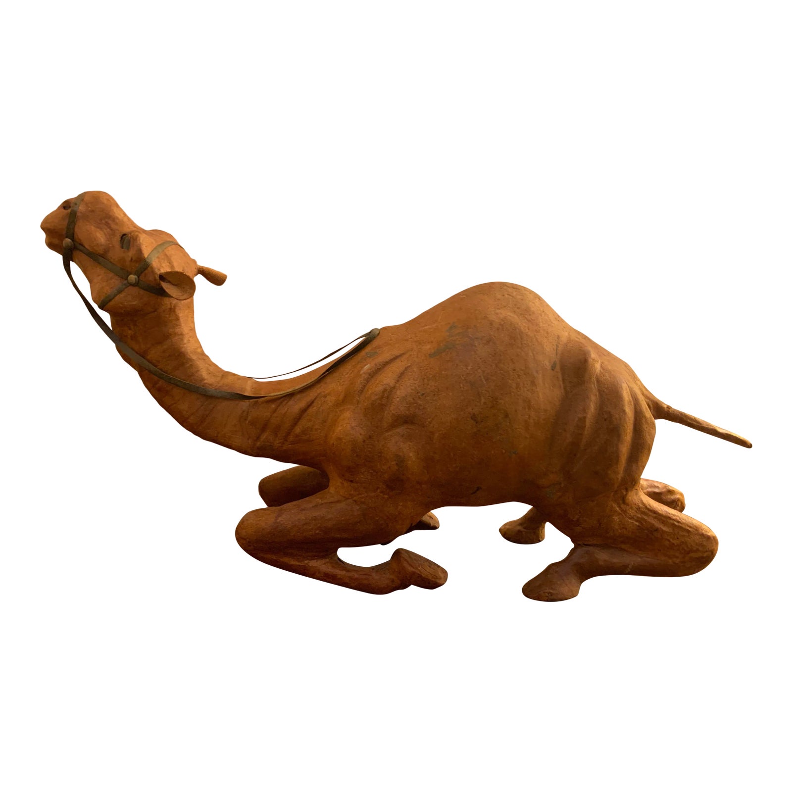 Late 20th Century Leather Wrapped Camel Figurine | Chairish