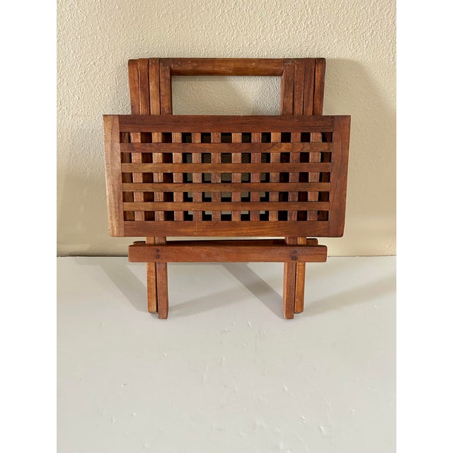 Teak Folding Side Table - Indoors or Outside | Chairish