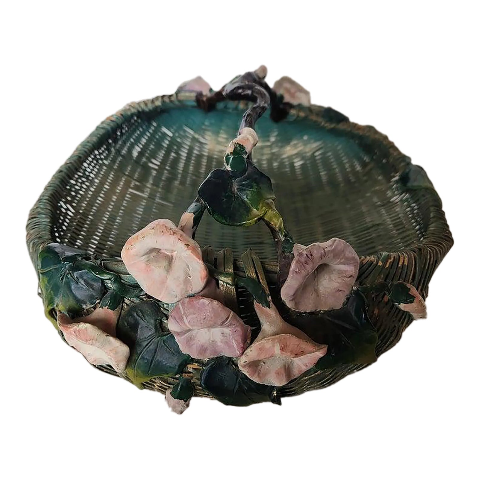 Vintage French Basket Art Pottery Flower | Chairish