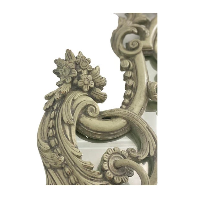 Vintage Carved Wood Louis Quinze Style Mantle Mirror, Celadon Patina | Chairish